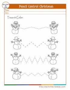 Free Printable Christmas Pencil Control Sheets