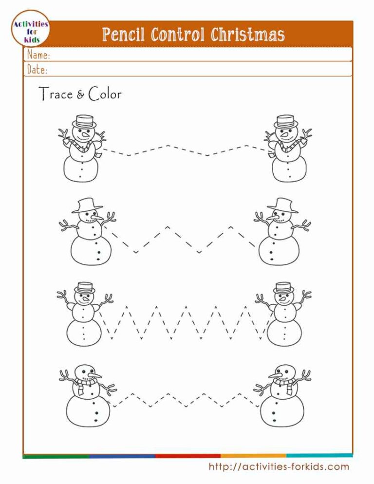 Free Printable Christmas Pencil Control Sheets