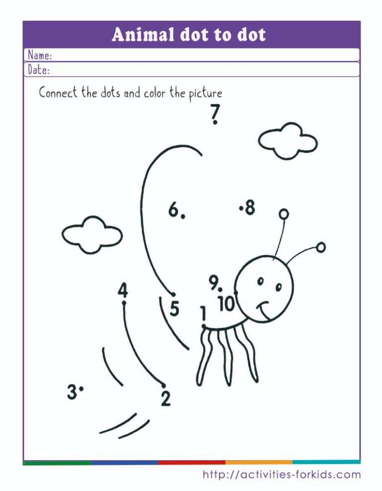 Free printable animal dot to dot worksheets