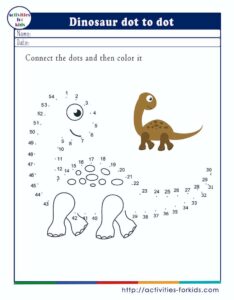 Free printable Dinosaur Connect the Dots worksheets