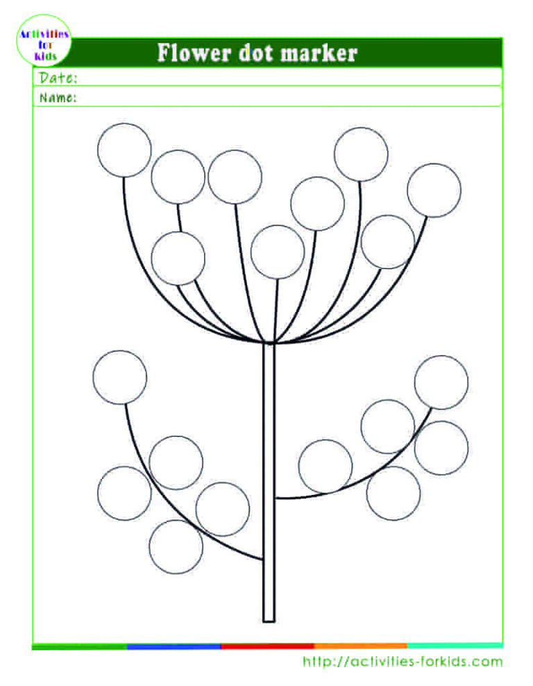 Flower dot marker activity sheets printable