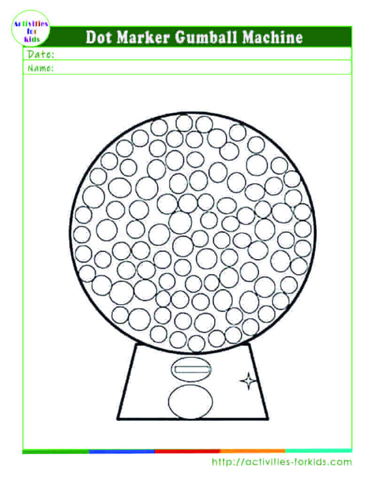 Gumball machine dot marker worksheet printable