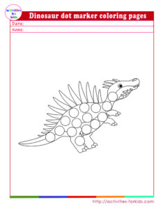 Dinosaur dot marker coloring pages worksheets free printable