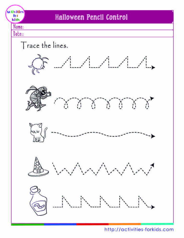 Free Halloween Pencil Control Tracing Printables PDF
