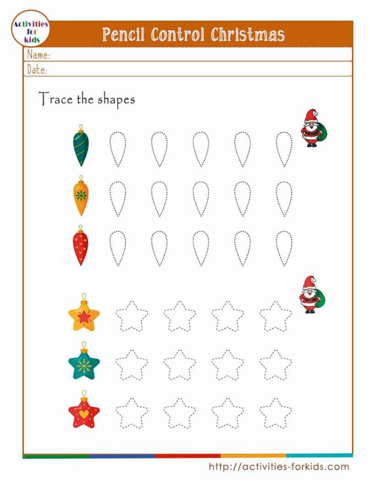 Free Printable Christmas Pencil Control Sheets
