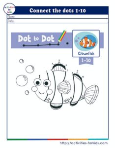 Dot to dot numbers 1-10 worksheets free printable