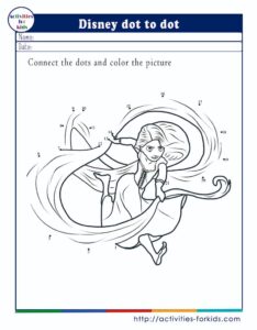 Disney Connect the Dots Worksheets for kindergarten - Activities For Kids
