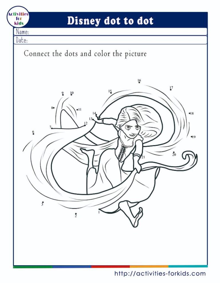 Disney Connect the Dots Worksheets for kindergarten - Activities For Kids