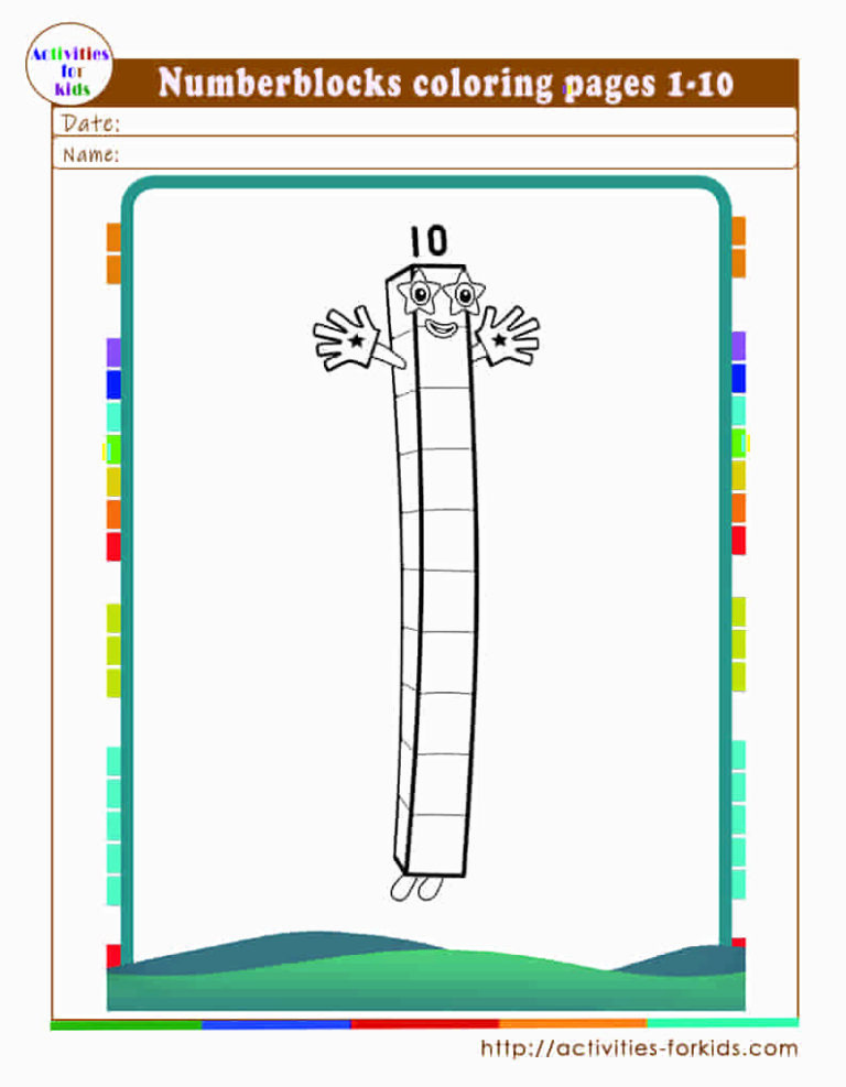 Numberblocks coloring pages 1-10 free printable