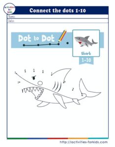 Dot to dot numbers 1-10 worksheets free printable
