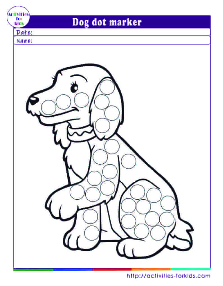 Dot marker dog sheets are printable and free