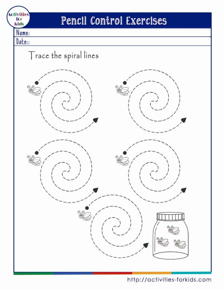 Pencil control exercises printables pdf