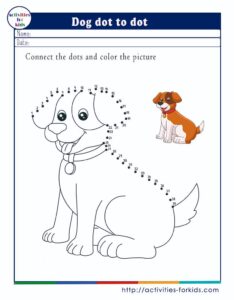Dog connect the dots worksheets free printable