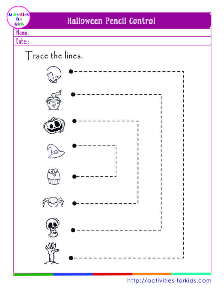 Free Halloween Pencil Control Tracing Printables PDF