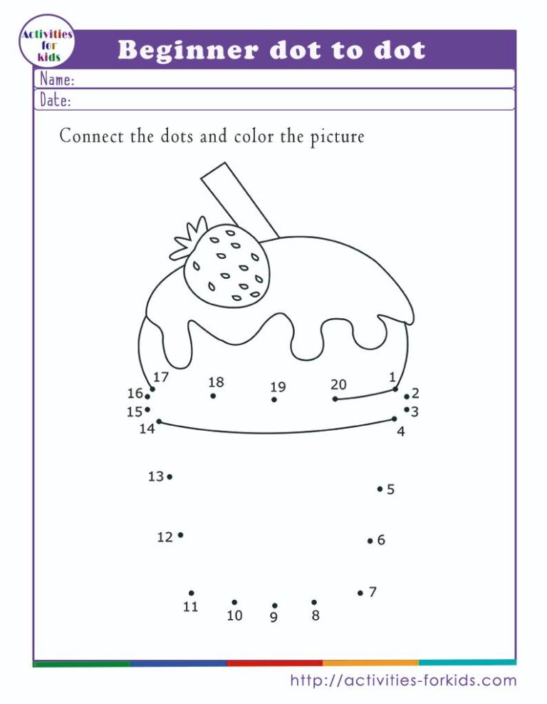 Free Printable Beginner Dot To Dot Worksheets Numbers 1 to 20