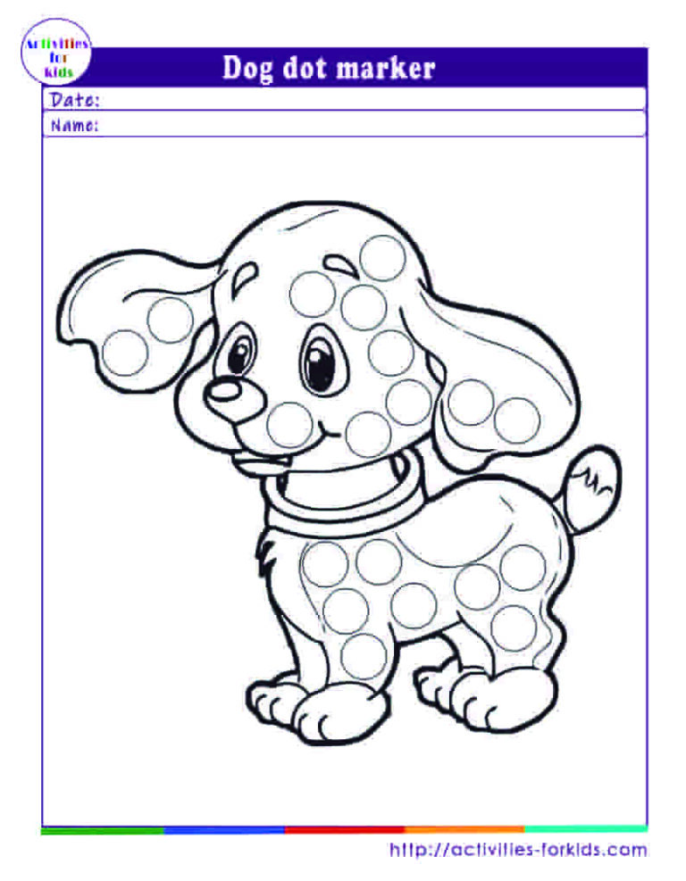 Dot marker dog sheets are printable and free
