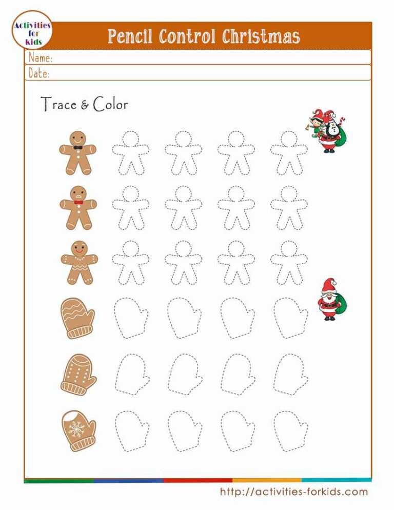 Free Printable Christmas Pencil Control Sheets
