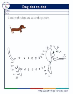 Dog connect the dots worksheets free printable