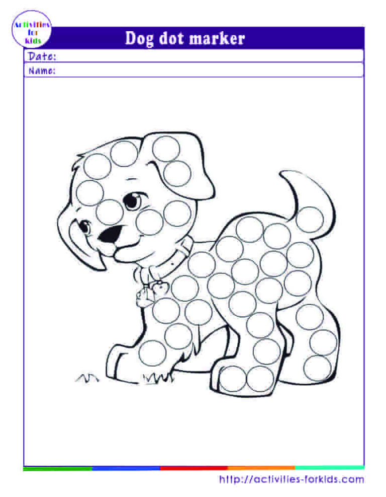 Dot marker dog sheets are printable and free