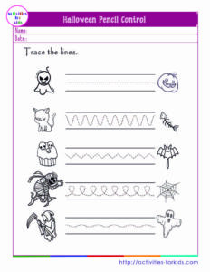Free Halloween Pencil Control Tracing Printables PDF