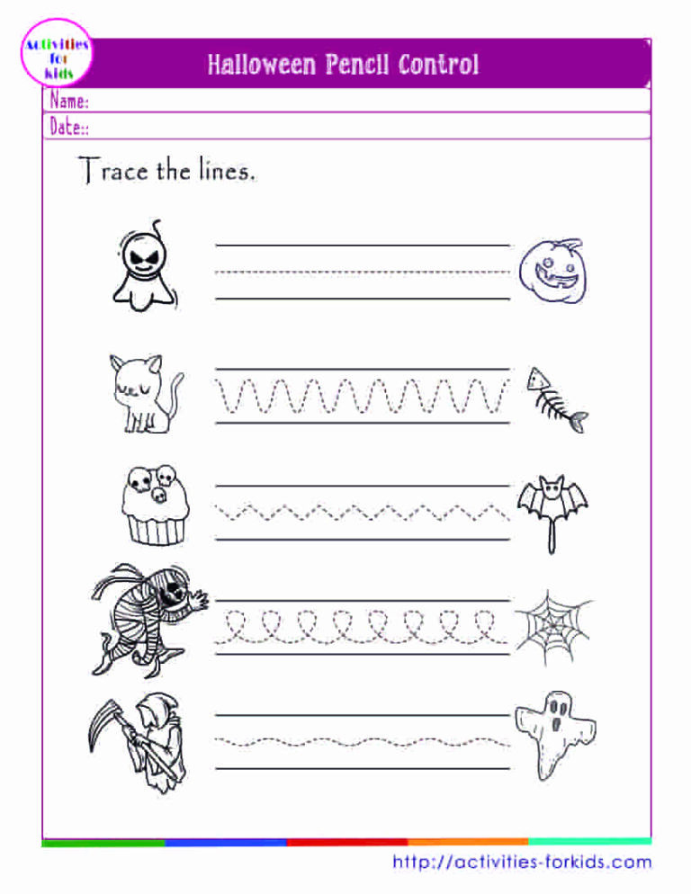 Free Halloween Pencil Control Tracing Printables PDF
