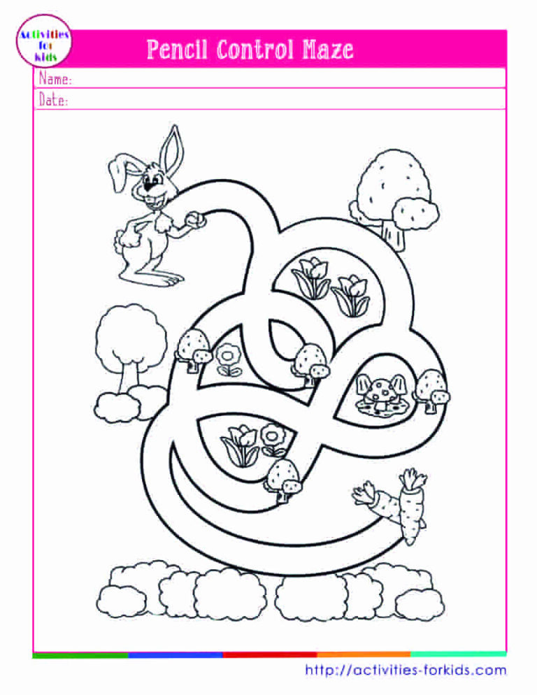 Free Pencil Control Maze Worksheets Printable PDF
