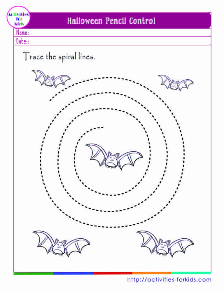 Free Halloween Pencil Control Tracing Printables PDF