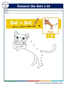 Dot to dot numbers 1-10 worksheets free printable