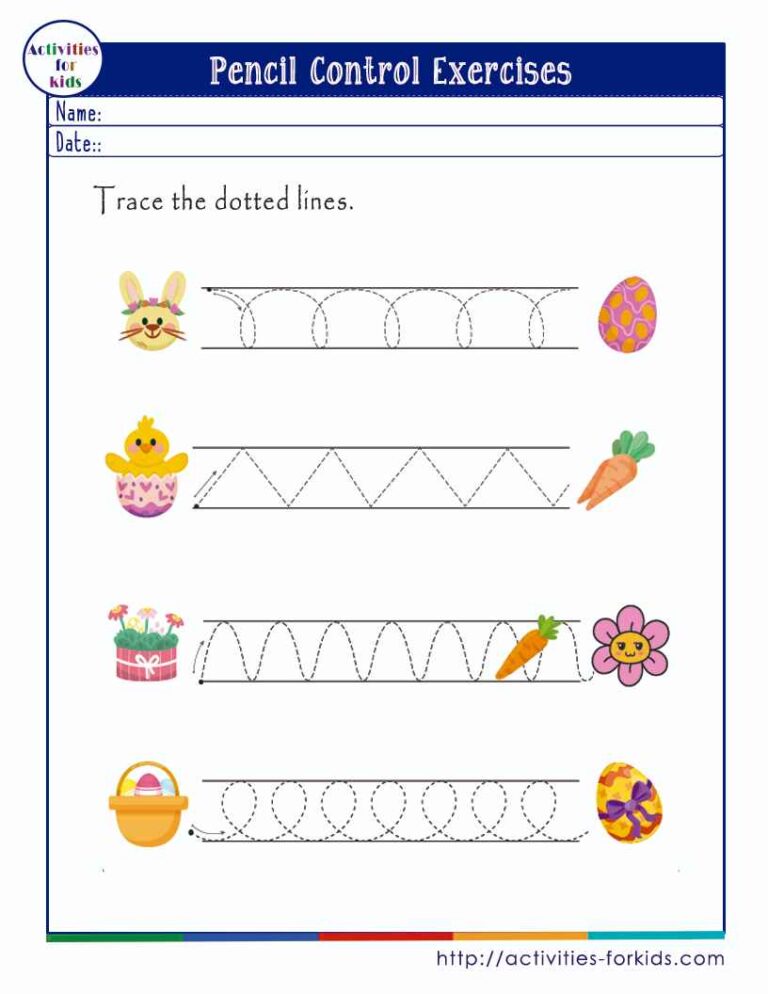 Pencil control exercises printables pdf