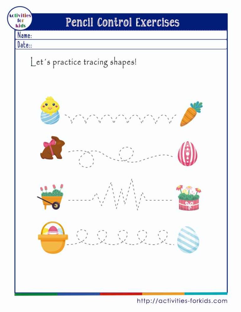 Pencil control exercises printables pdf