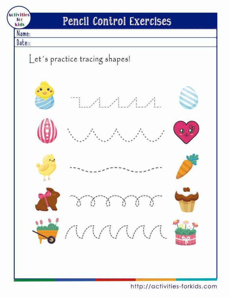 Pencil control exercises printables pdf