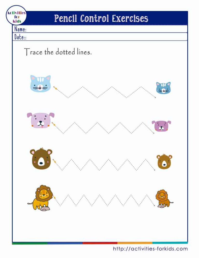 Pencil control exercises printables pdf