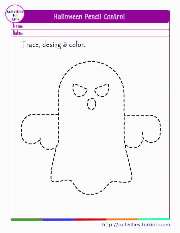 Free Halloween Pencil Control Tracing Printables PDF