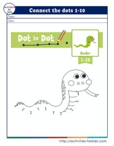 Dot to dot numbers 1-10 worksheets free printable