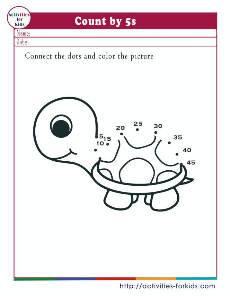 Dot to dot skip counting by 5 worksheets free printable