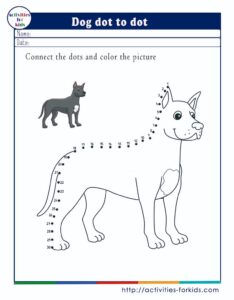 Dog connect the dots worksheets free printable