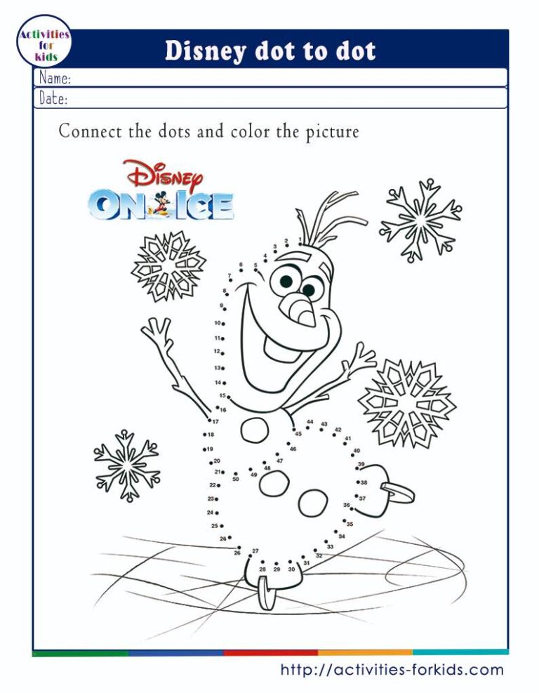 Disney Connect the Dots Worksheets for kindergarten - Activities For Kids