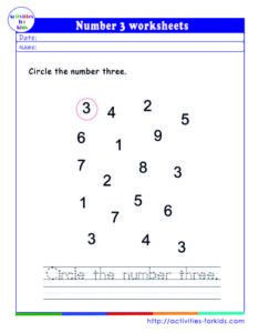 Number 3 worksheets free printable