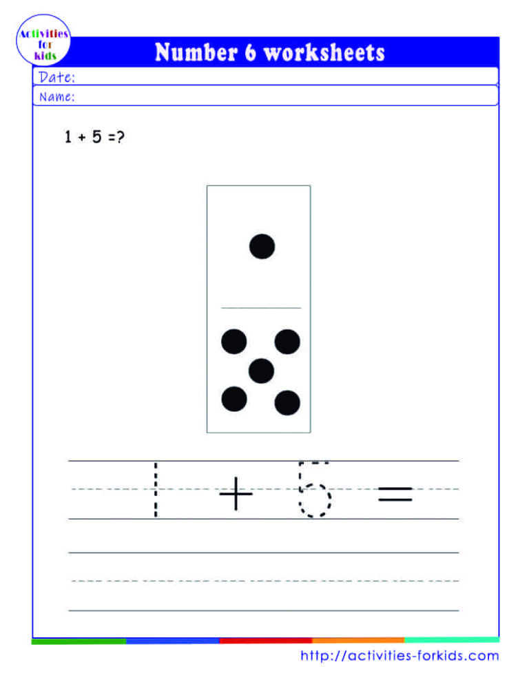 Number 6 worksheets free printable