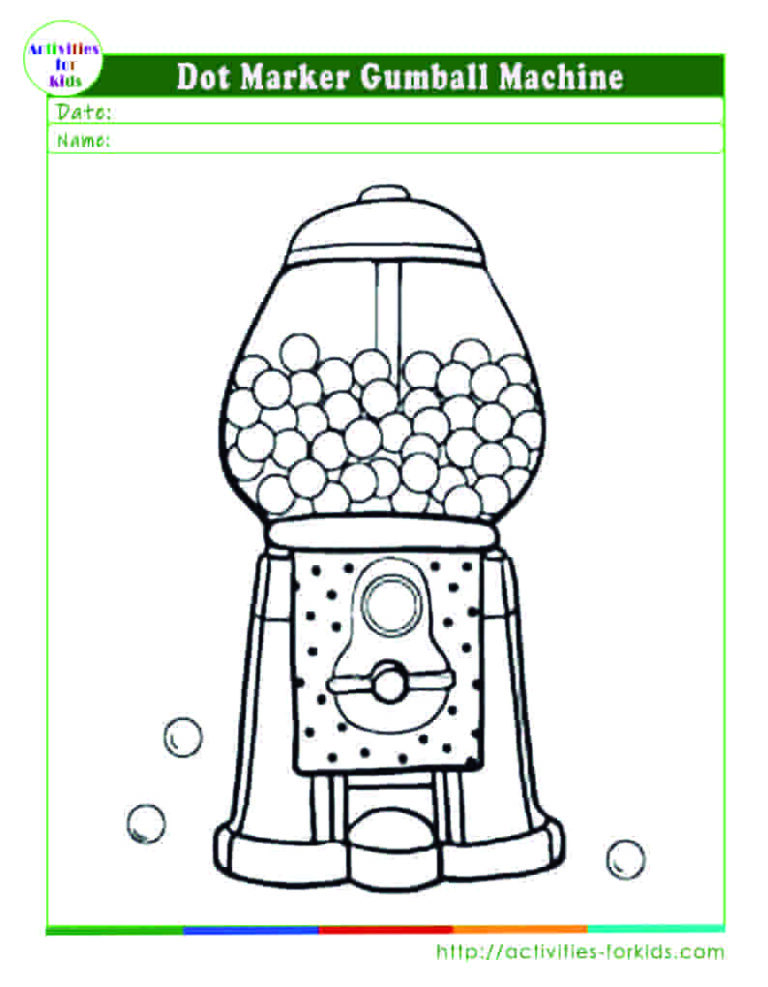 Gumball machine dot marker worksheet printable
