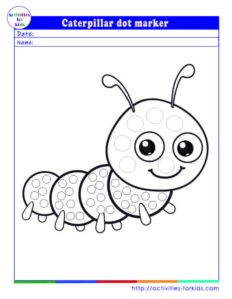 Caterpillar dot marker worksheets free printable