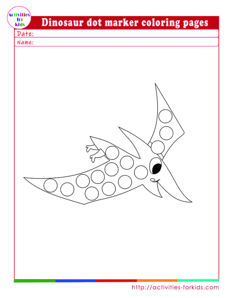 Dinosaur dot marker coloring pages worksheets free printable
