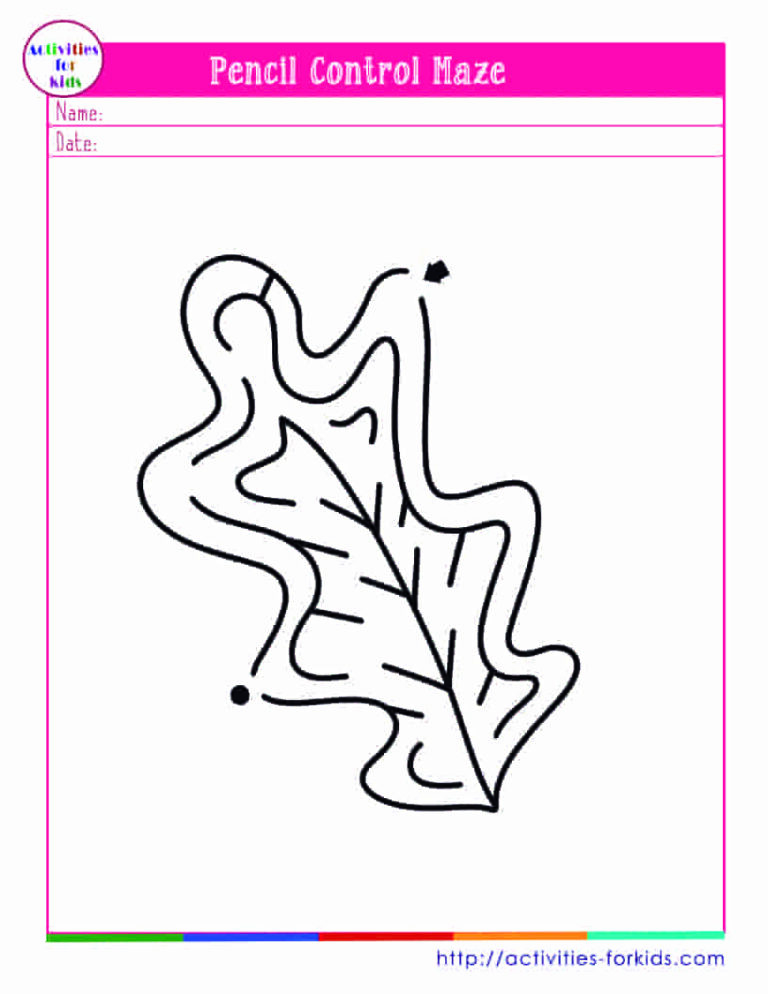 Free Pencil Control Maze Worksheets Printable PDF