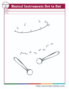 Musical instruments dot to dot worksheets free printable