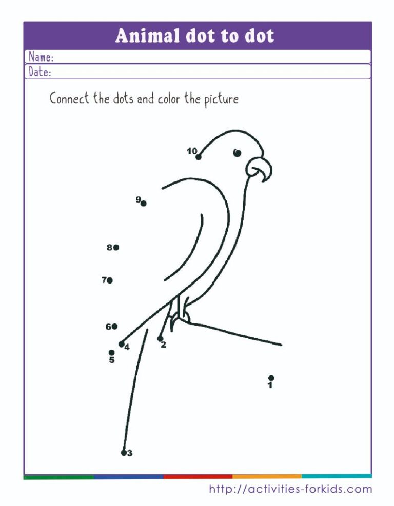 Free printable animal dot to dot worksheets