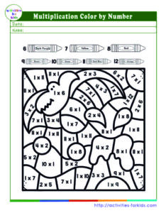 Free printable color by number multiplication worksheets