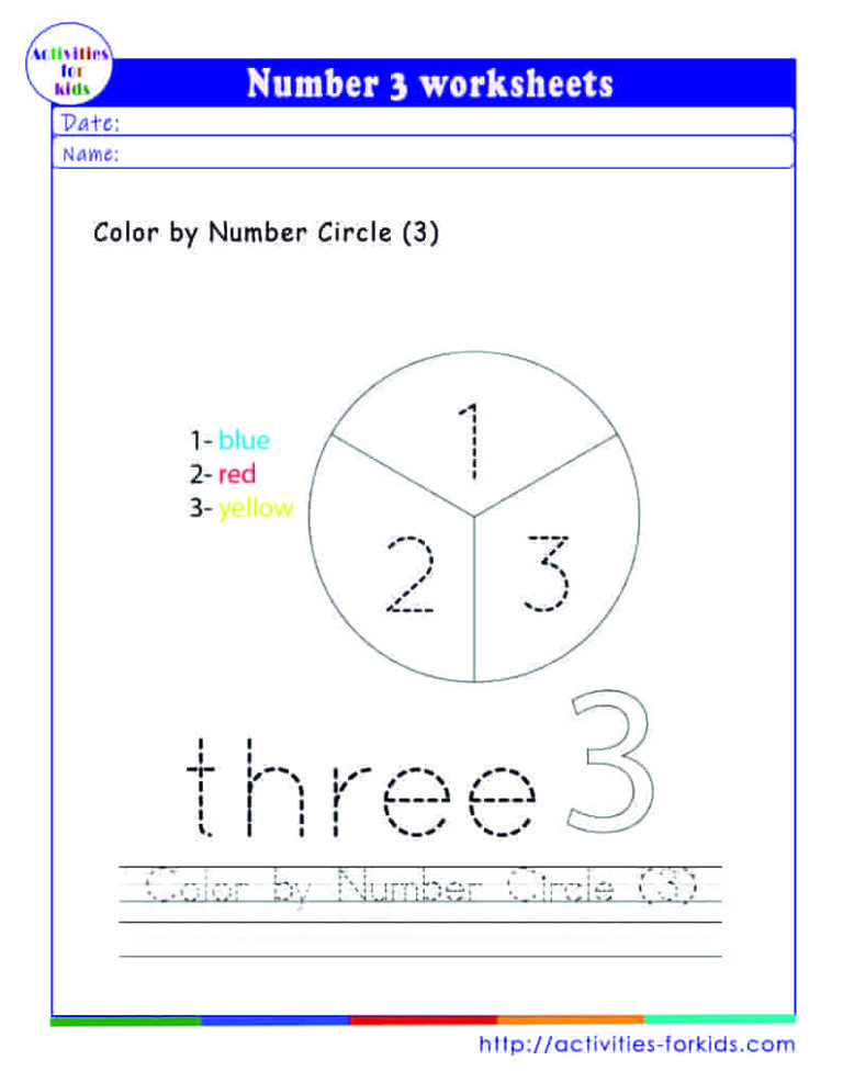 Number 3 worksheets free printable