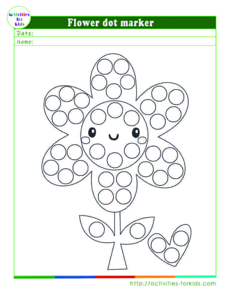 Flower dot marker activity sheets printable