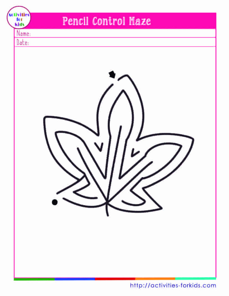 Free Pencil Control Maze Worksheets Printable PDF