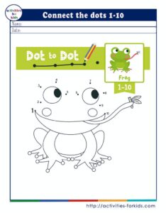 Dot to dot numbers 1-10 worksheets free printable